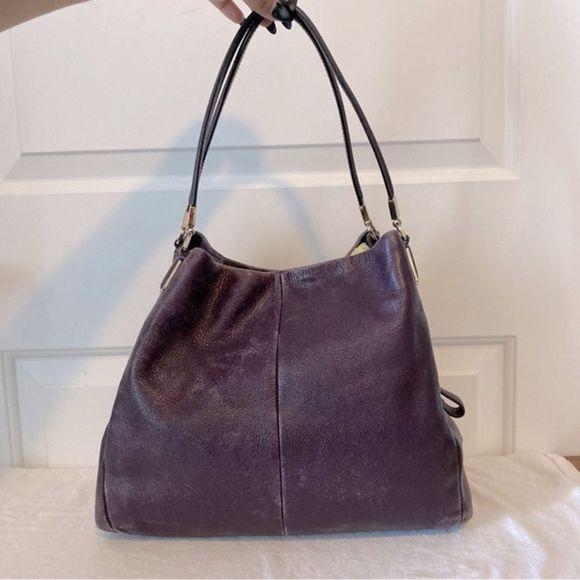 Coach | Bags | Coach Edie Pheobe Leather Purple Madison Satchel | Poshmark